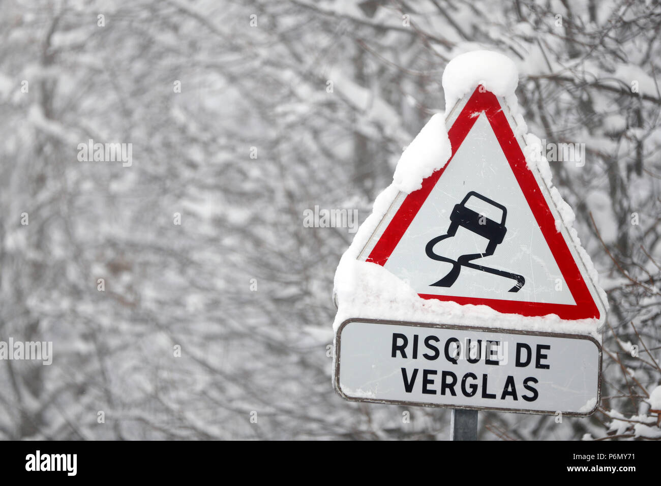 Mountain road in winter. Road signs. Saint-Gervais. France Stock Photo ...