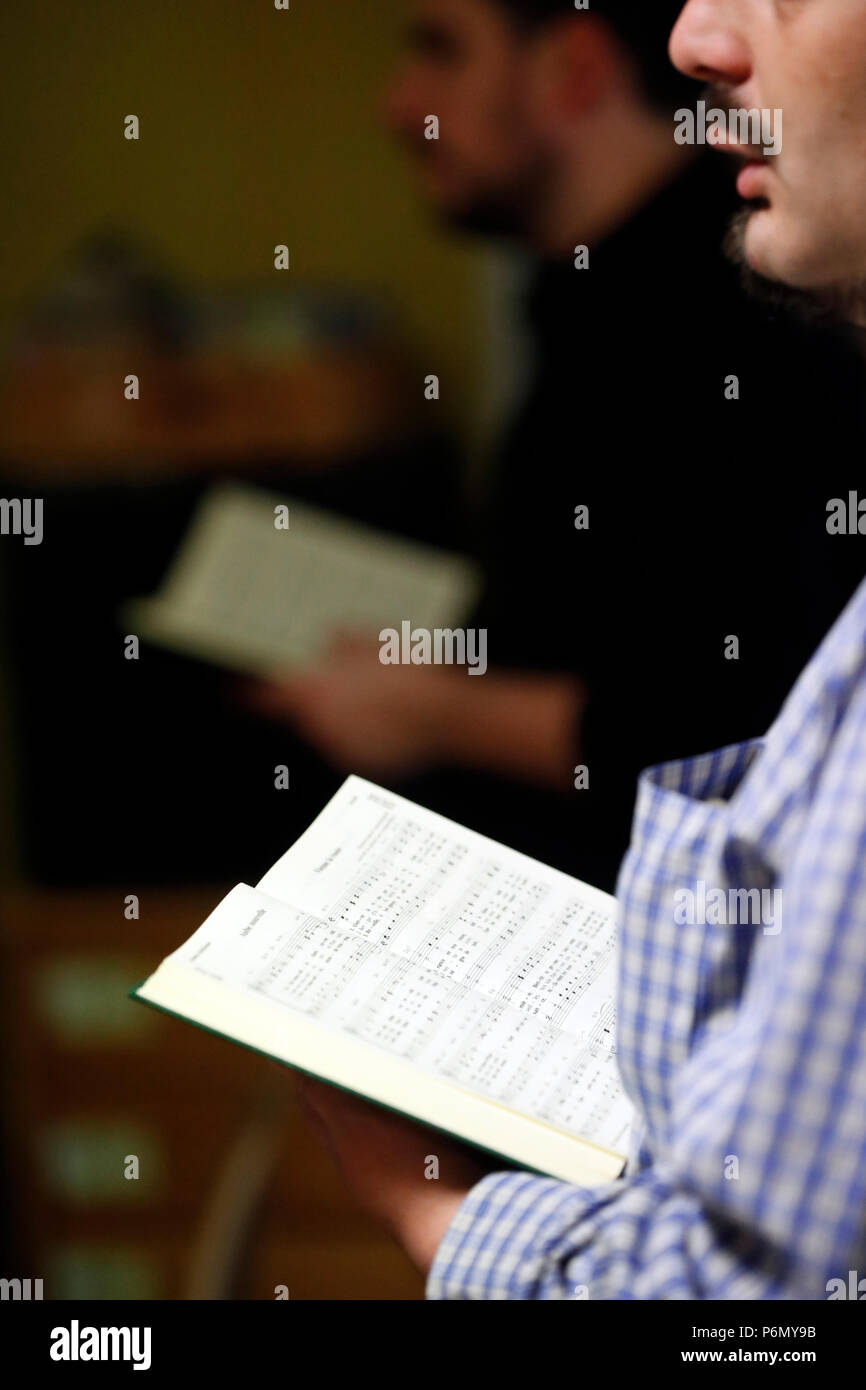 Sunday protestant service. Worshipper. Cluses. France Stock Photo - Alamy