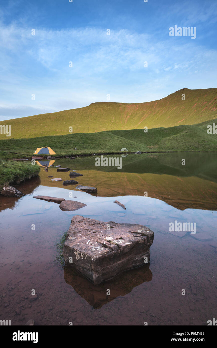 Stunning Summer landscape of Pen-y-fan and wild camping in Brecon ...
