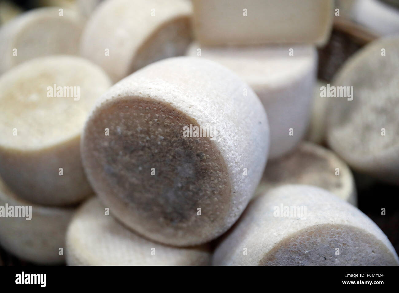 Traditional italian cheese for sale. Aosta. Italy Stock Photo - Alamy