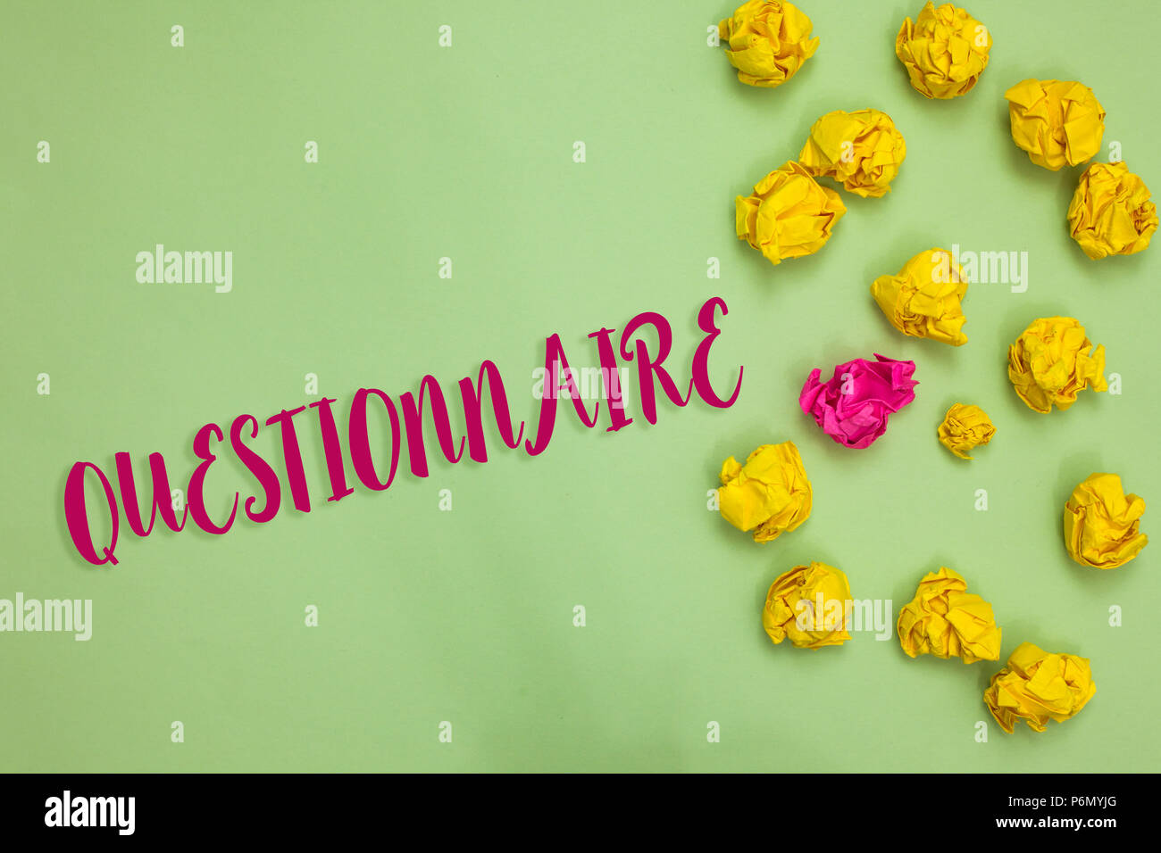 Handwriting text writing Questionnaire. Concept meaning Questions with ...
