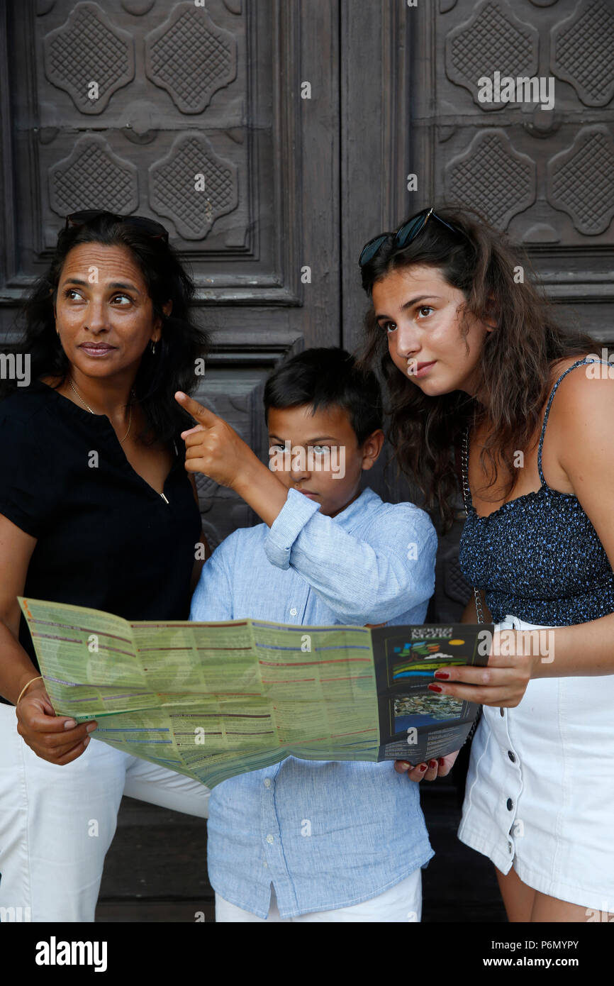 Mother and children sightseeing in Salento, Italy Stock Photo - Alamy