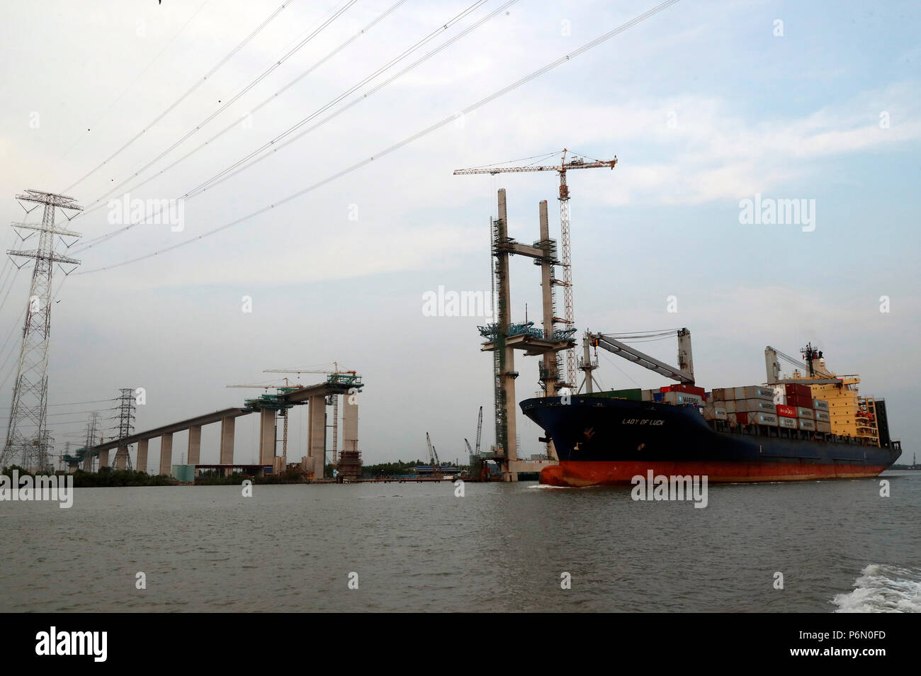 Container ship at Saigon river. Vietnam Stock Photo - Alamy