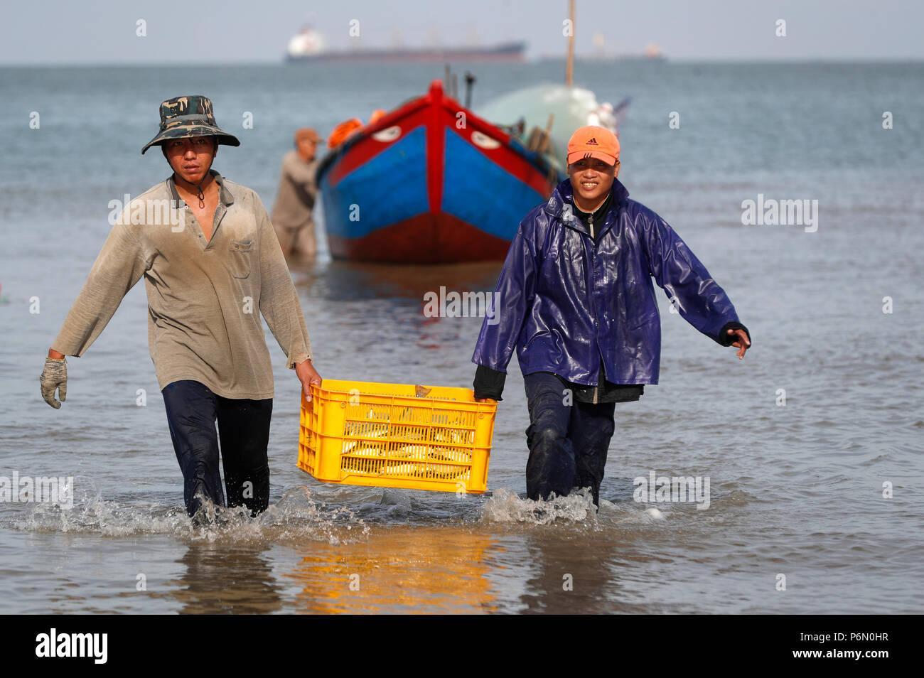 Fishermen sorting fishing catch. Vung Tau. Vietnam Stock Photo - Alamy