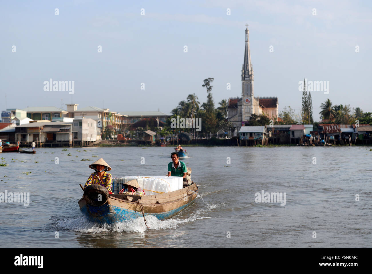 Mekong Delta. Mekong riverboat. Floating market. Cai Be. Vietnam Stock ...