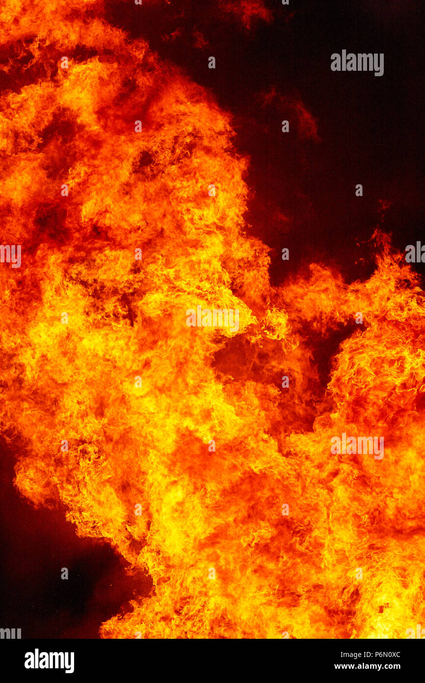 Burning fire. Bonfire. Fire fighting. Flame ignition. Warning. Danger ...