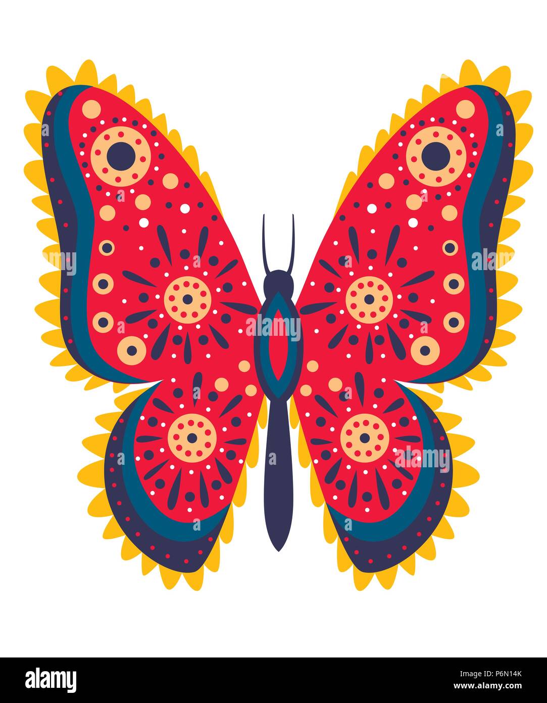 Red butterfly with abstract pattern. Vector illustration isolated on ...