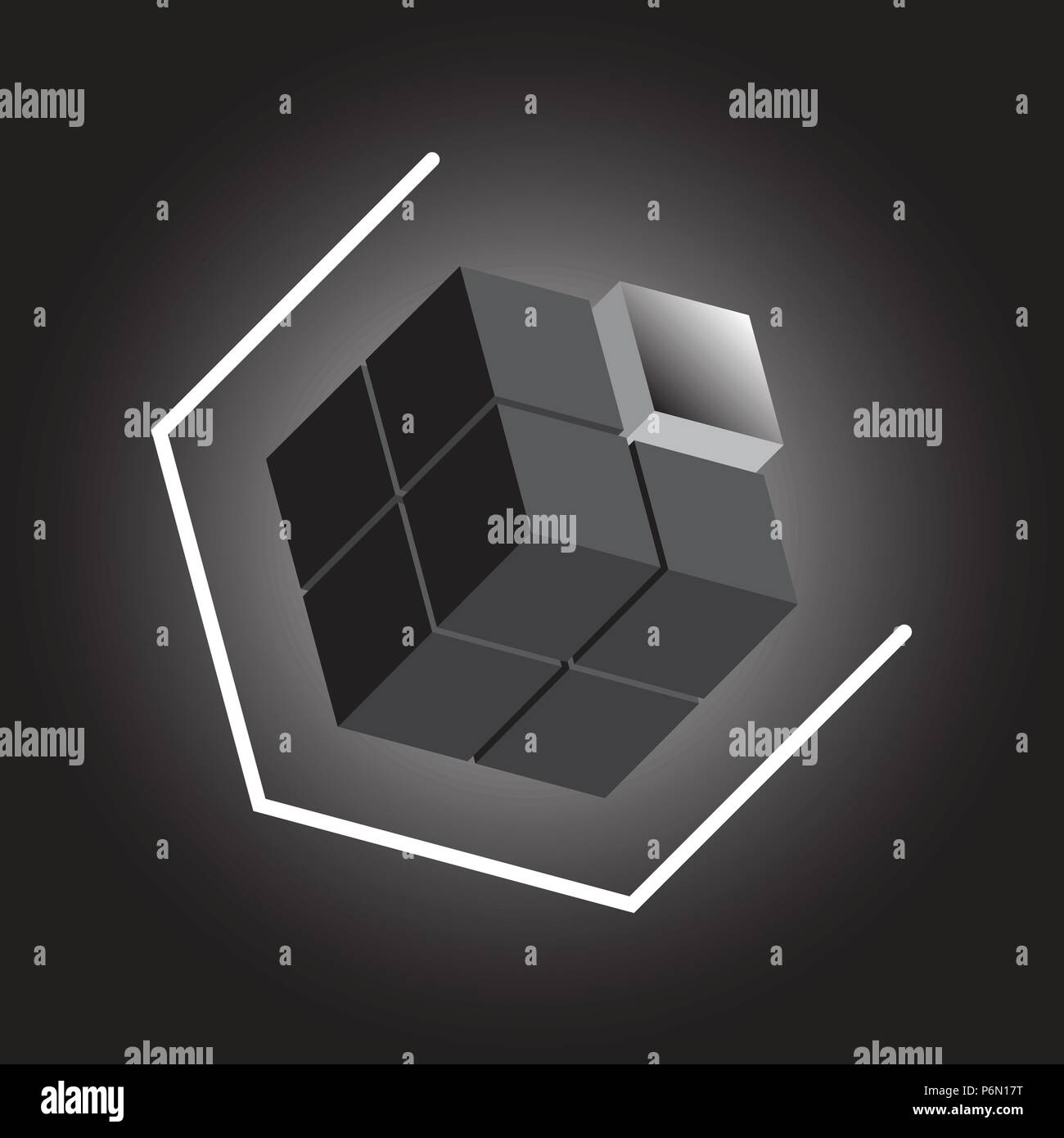 Create 3D cube design element on black background, stock vector Stock ...