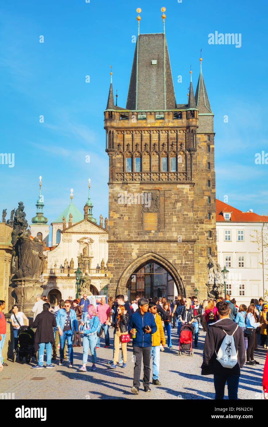 PRAGUE - APRIL 10: The Old Town with Charles bridge on April 10, 2018 ...