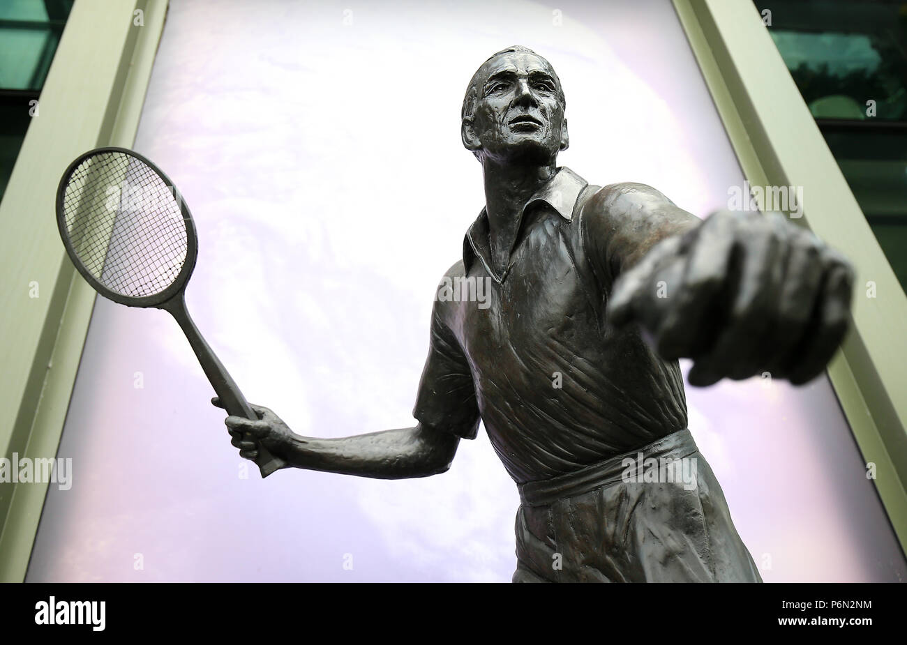 A statue of Fred Perry ahead of the 2018 Wimbledon Championships at The ...