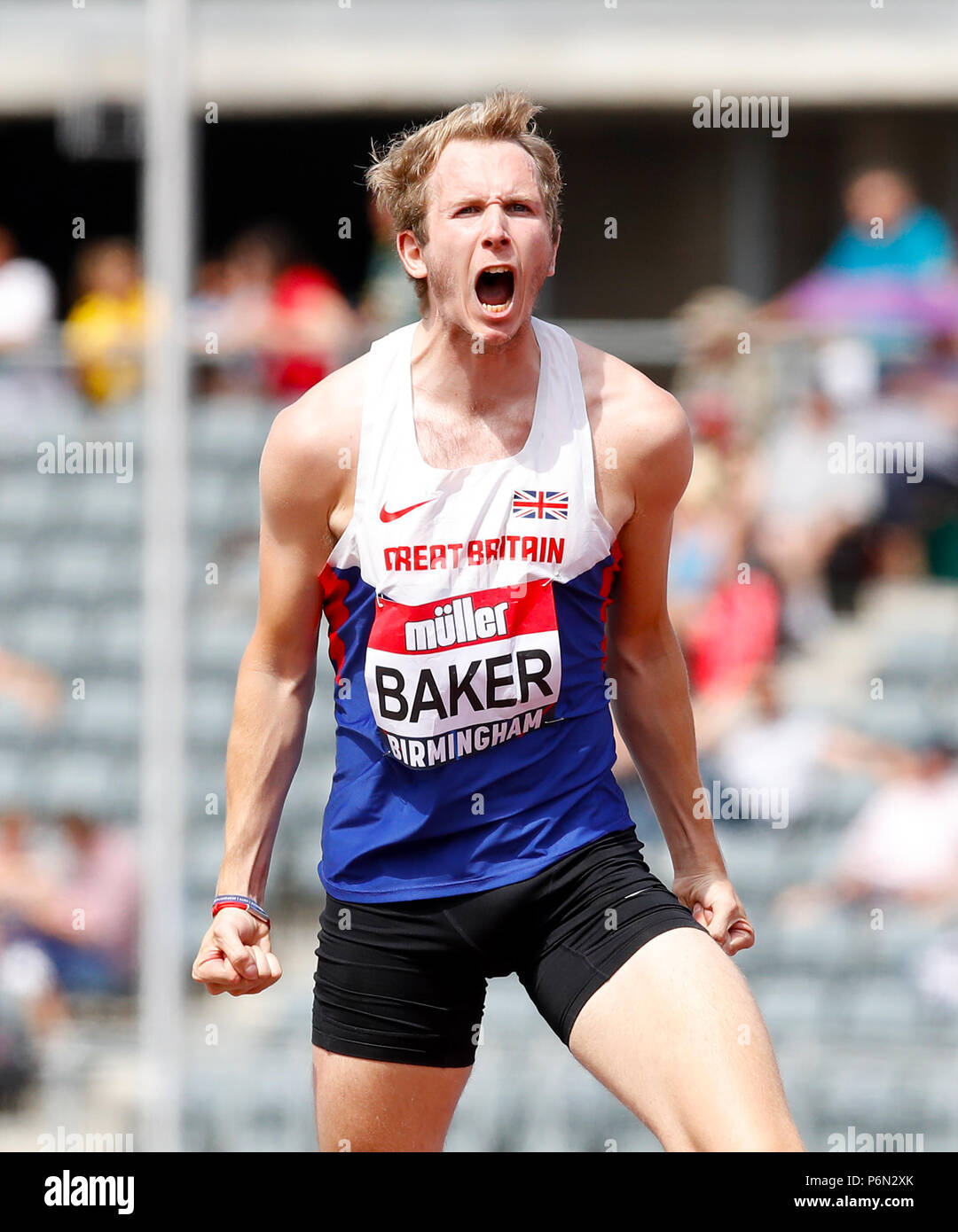 Great Britain's Chris Baker celebrates winning the Men's High Jump ...