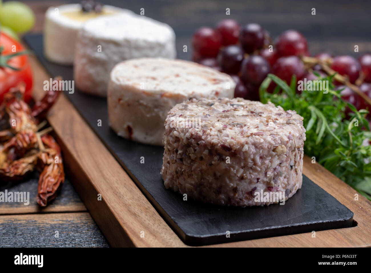 French soft cheeses, variety of different taste goat milk natural ...
