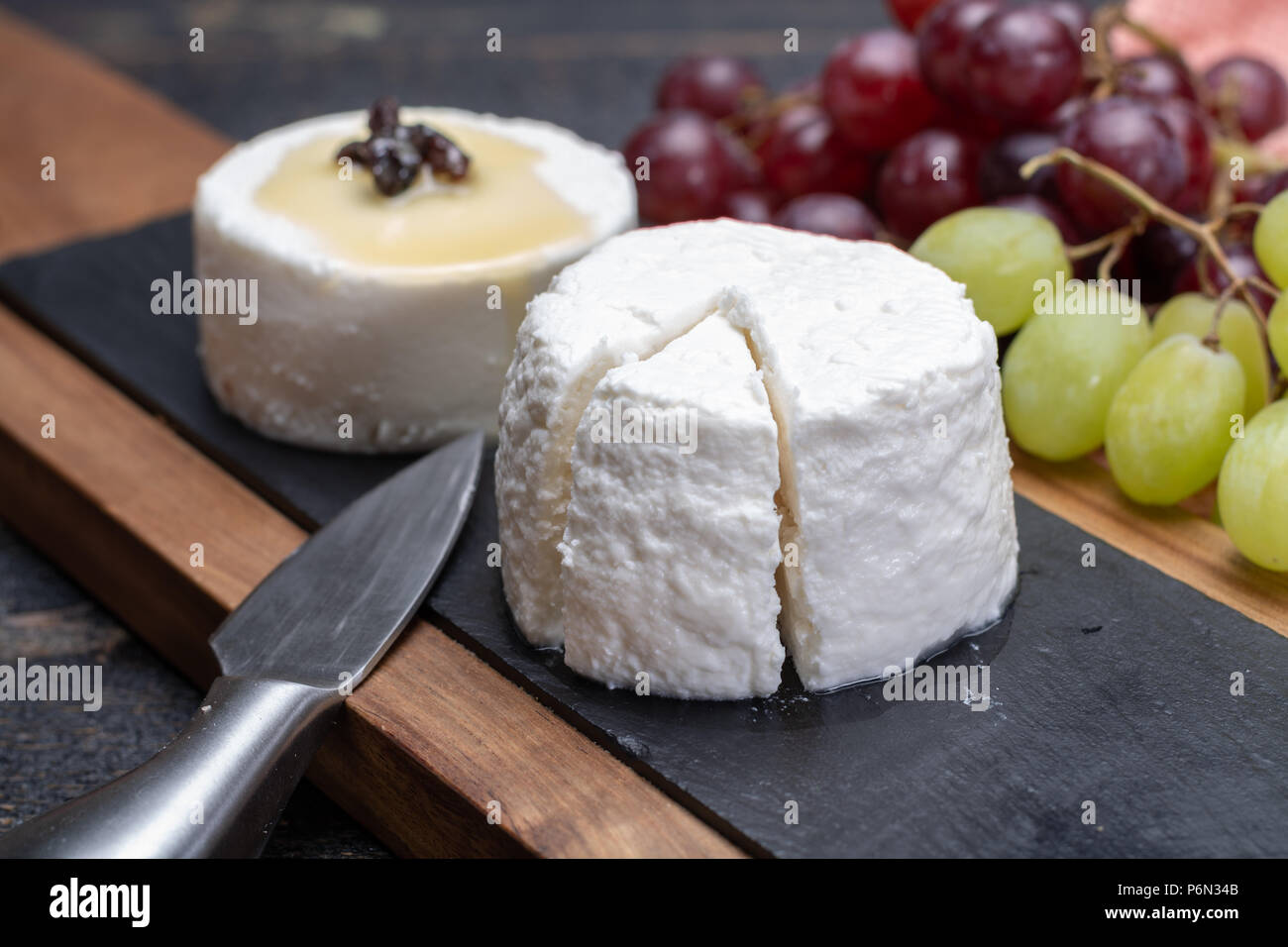 French soft cheeses, variety of different taste goat milk natural ...