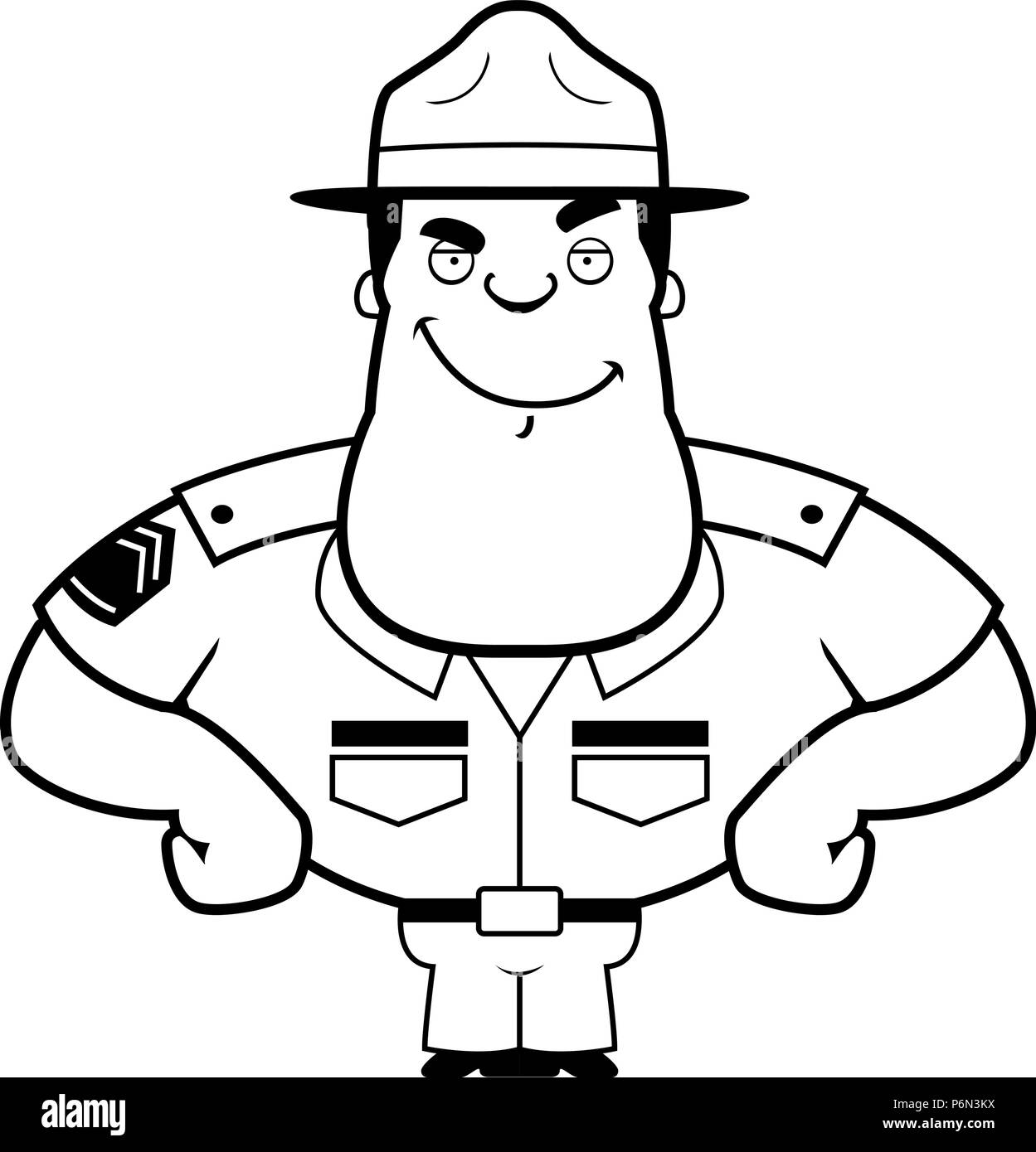 A cartoon illustration of a drill sergeant looking confident Stock ...