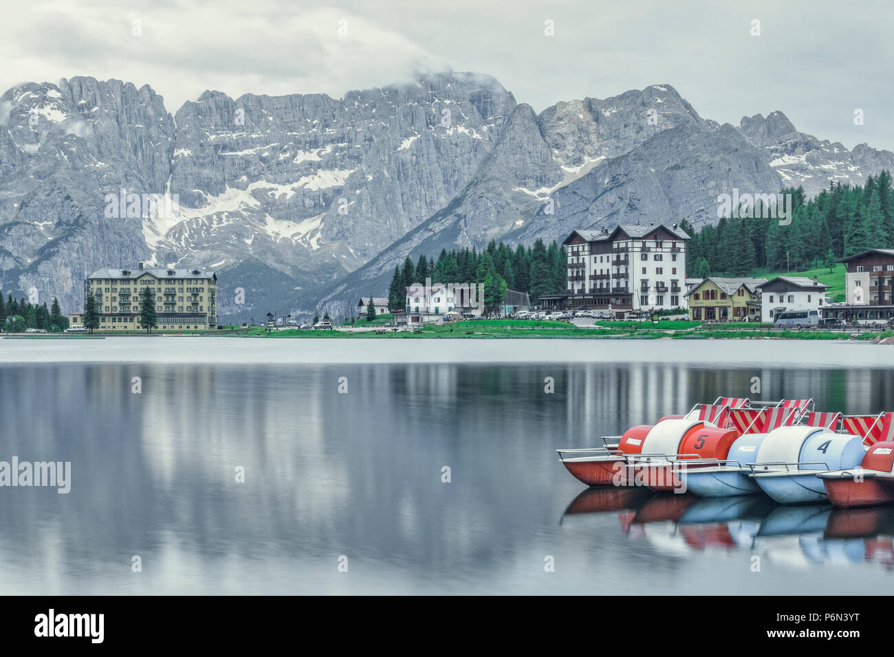 Lake Misurina, Belluno, Veneto, Dolomites, Italy, Europe Stock Photo ...