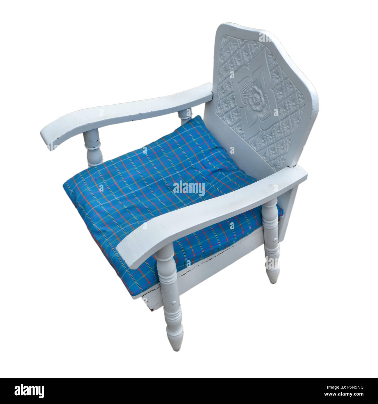Classic blue chair on a white background Stock Photo - Alamy
