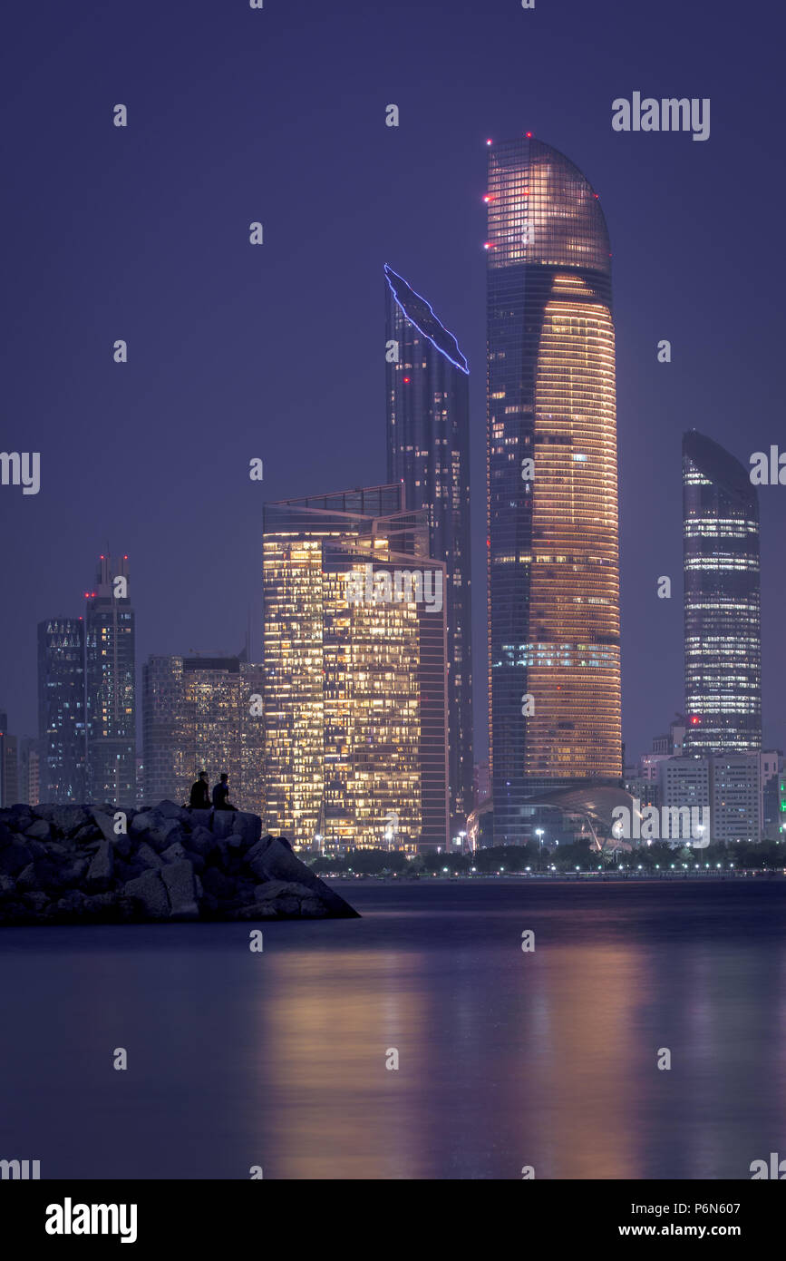 WTC Mall and Sheikh Rashid Tower at Blue Hour, Abu Dhabi, The Capital ...