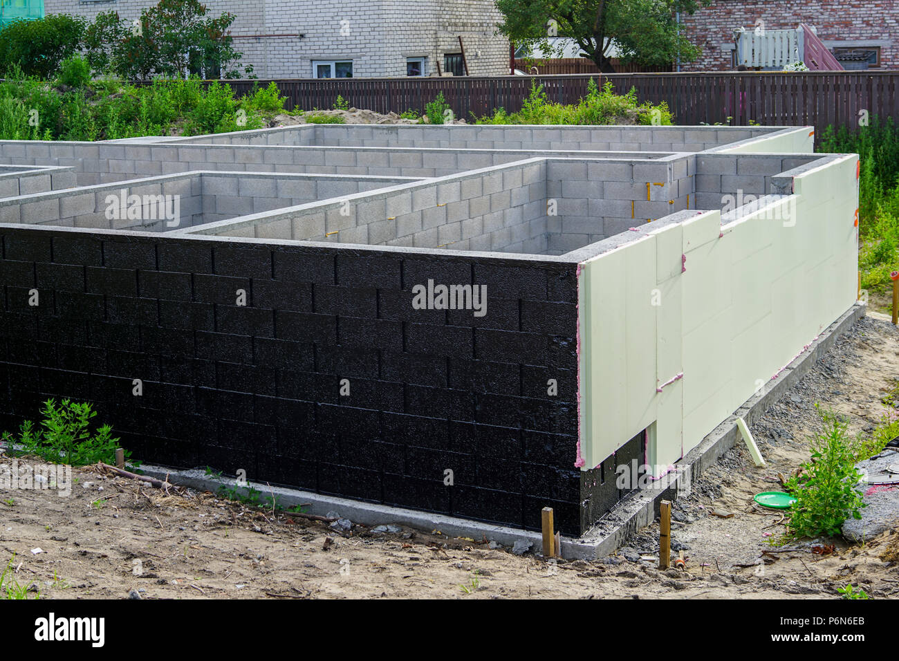 Concrete foundation of a new house, thermal insulation Stock Photo - Alamy