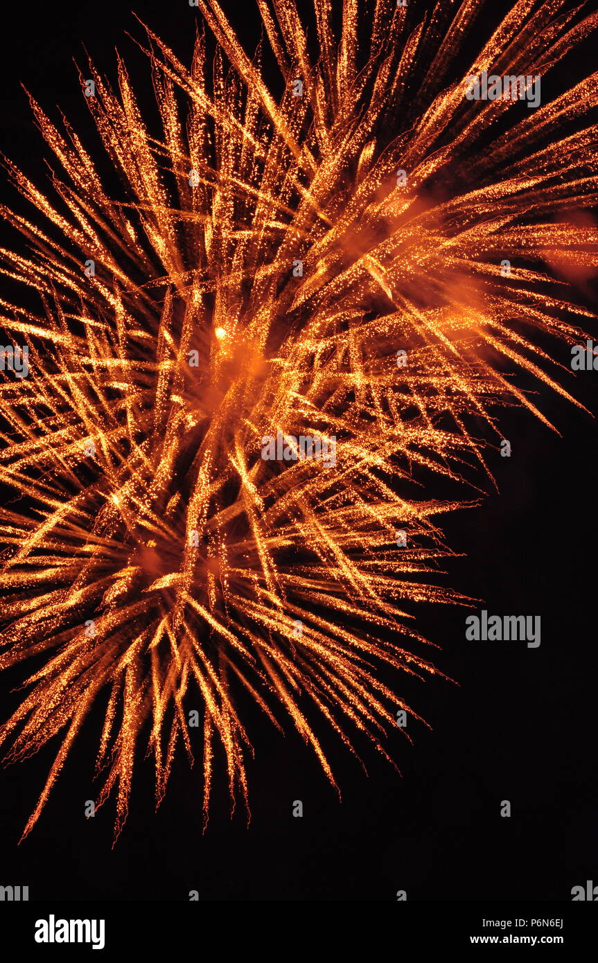 long exposure of multiple fireworks against a black sky Stock Photo - Alamy