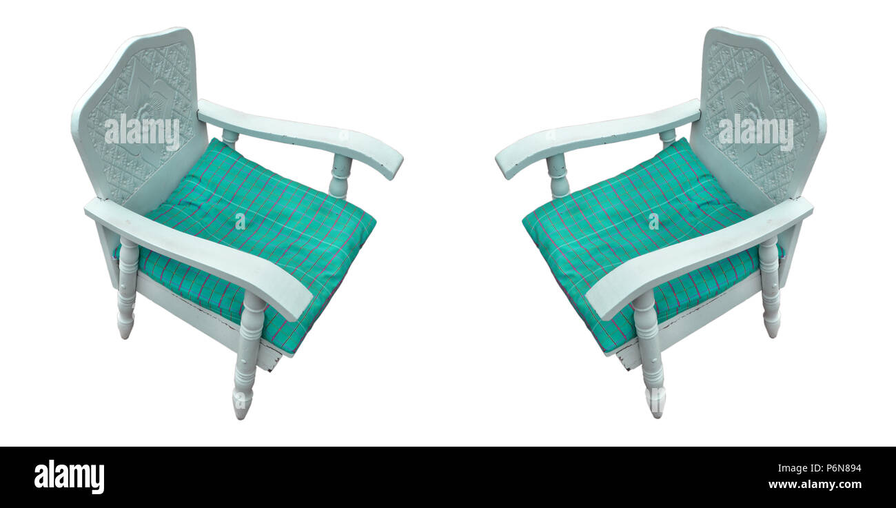 Classic blue chair on a white background Stock Photo - Alamy