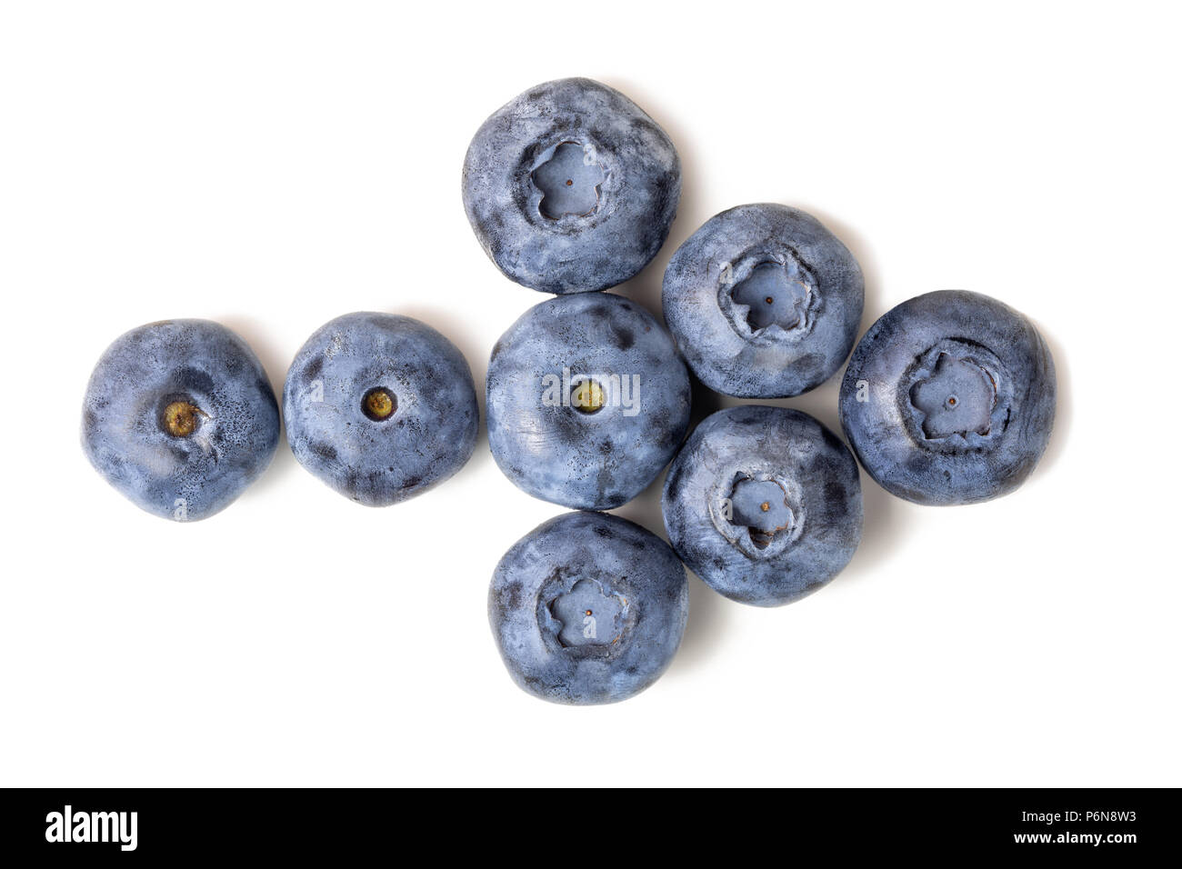 Fresh ripe organic blueberries isolated on white background. Bio ...