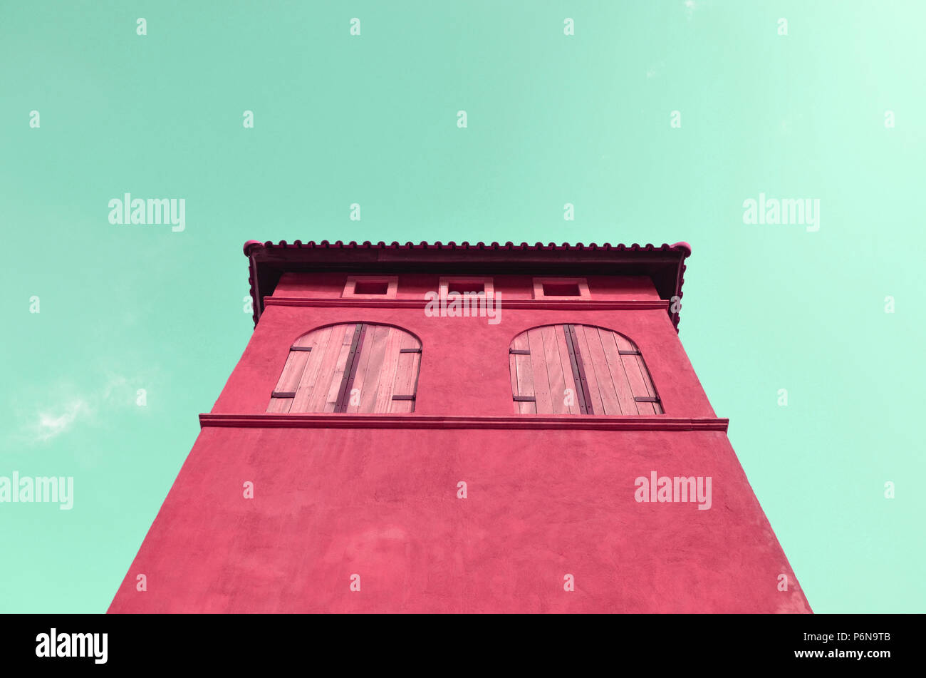 italian style building in red color Stock Photo - Alamy