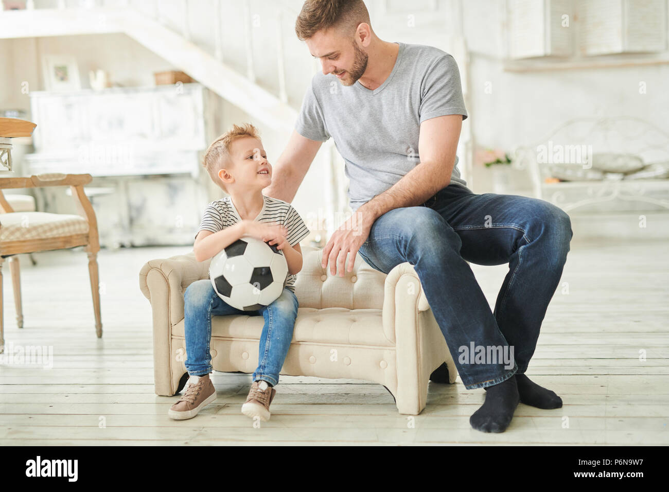 Father son caring talking hi-res stock photography and images - Alamy