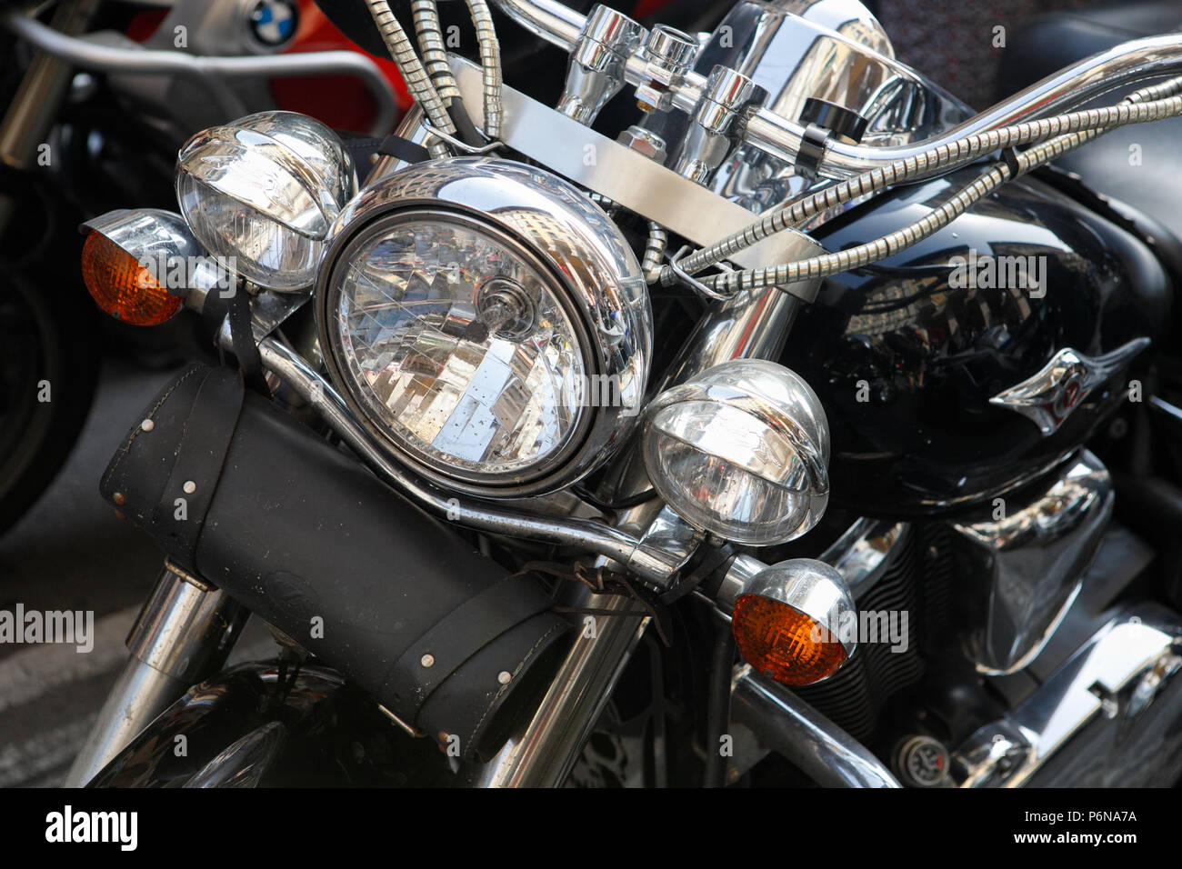 old classic Motorbike front view close Stock Photo - Alamy