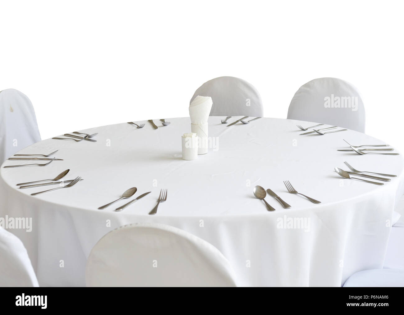 Fine restaurant dinner table place setting, isolated Stock Photo - Alamy
