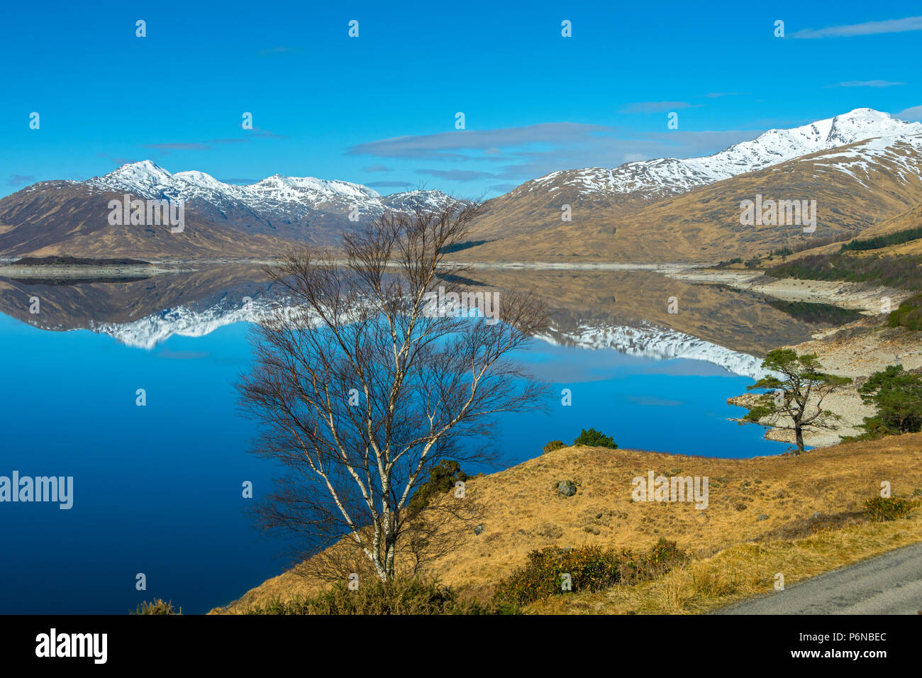 The Sgùrr a' Chlaidheimh and Sgùrr a' Mhaoraich ranges over Loch Quoich ...