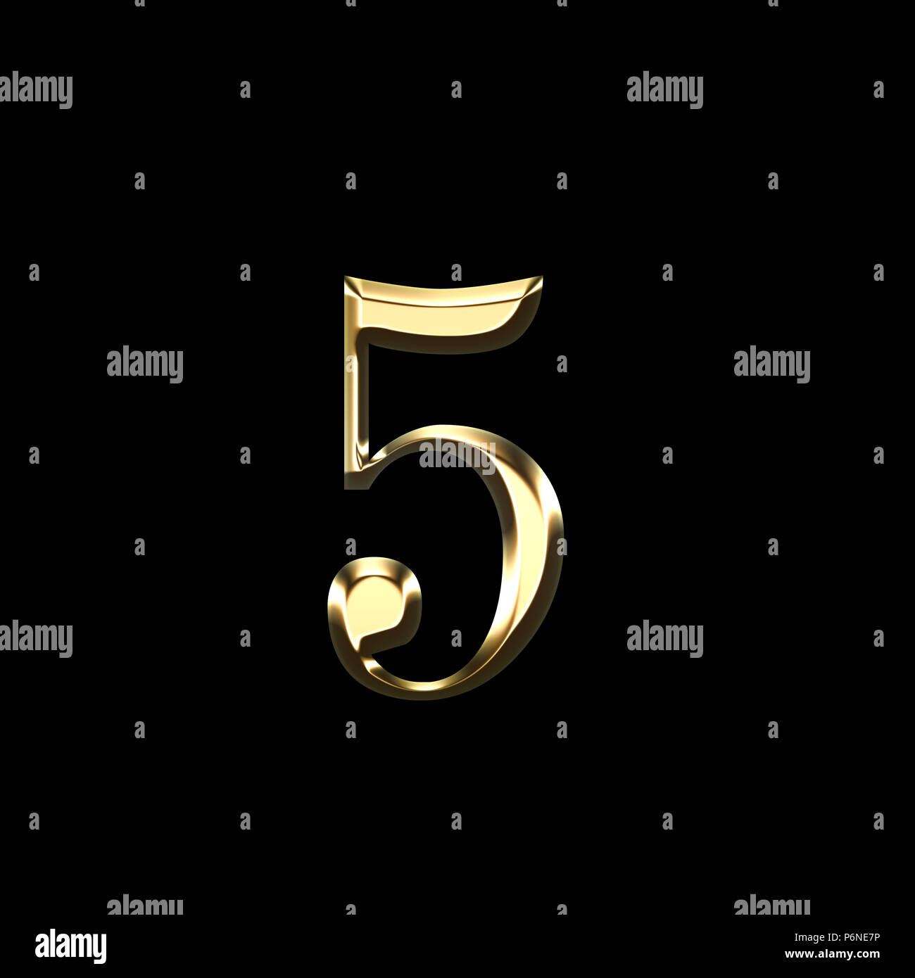 gold number five 3D illustration isolated on black background Stock ...