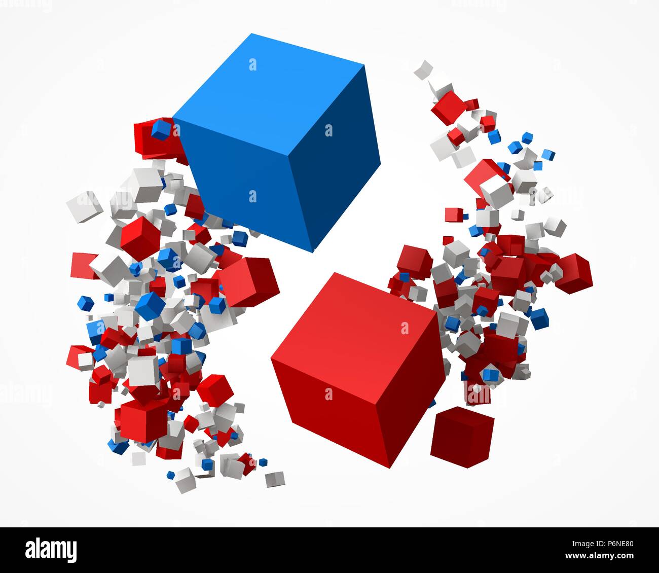 flock of colorful cubes, rotating around each other. 3d style vector ...