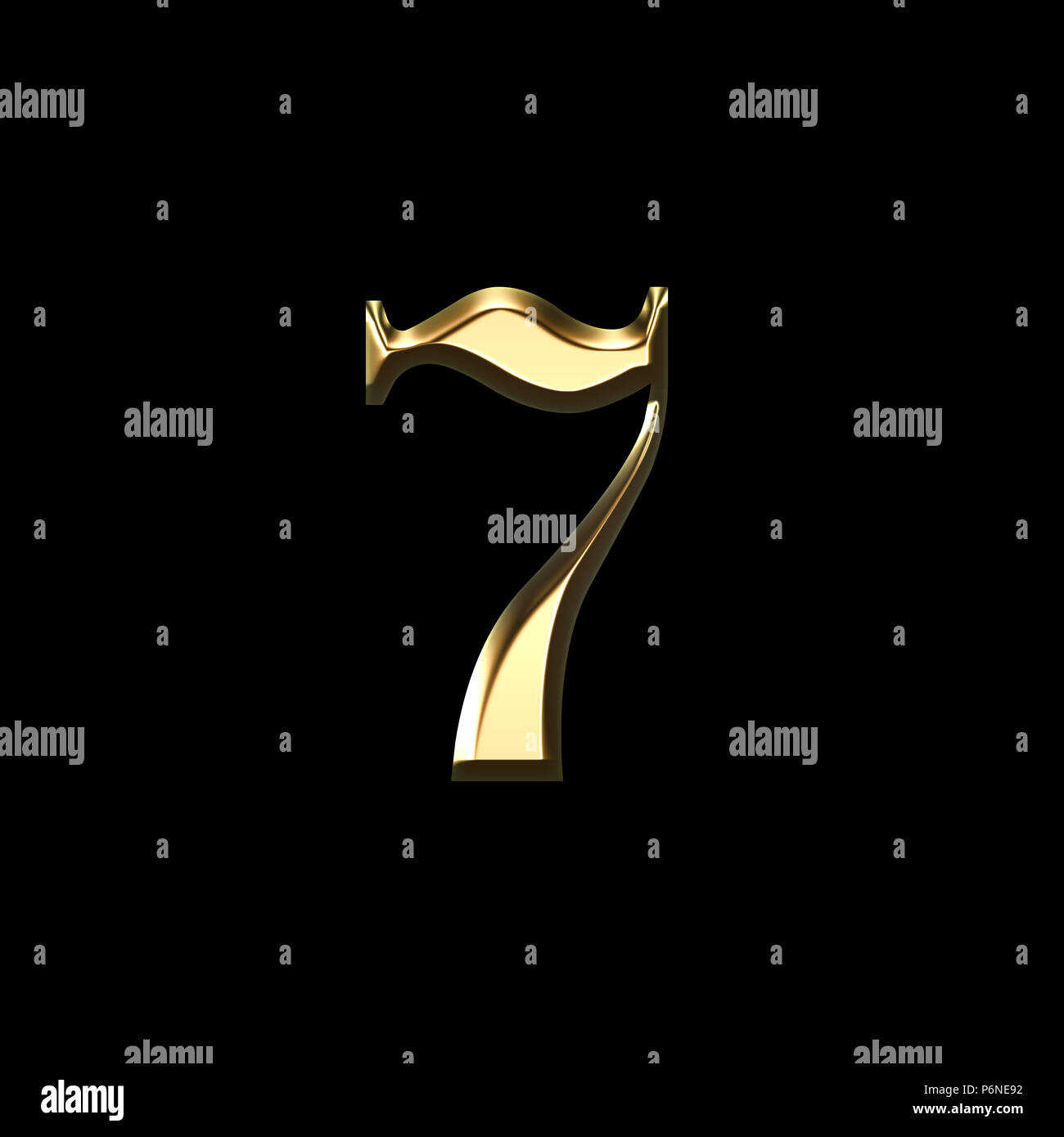 gold number seven 3D illustration isolated on black background Stock ...