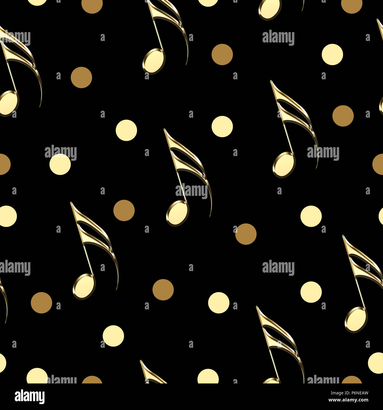 seamless pattern with gold musical notes on black background Stock ...
