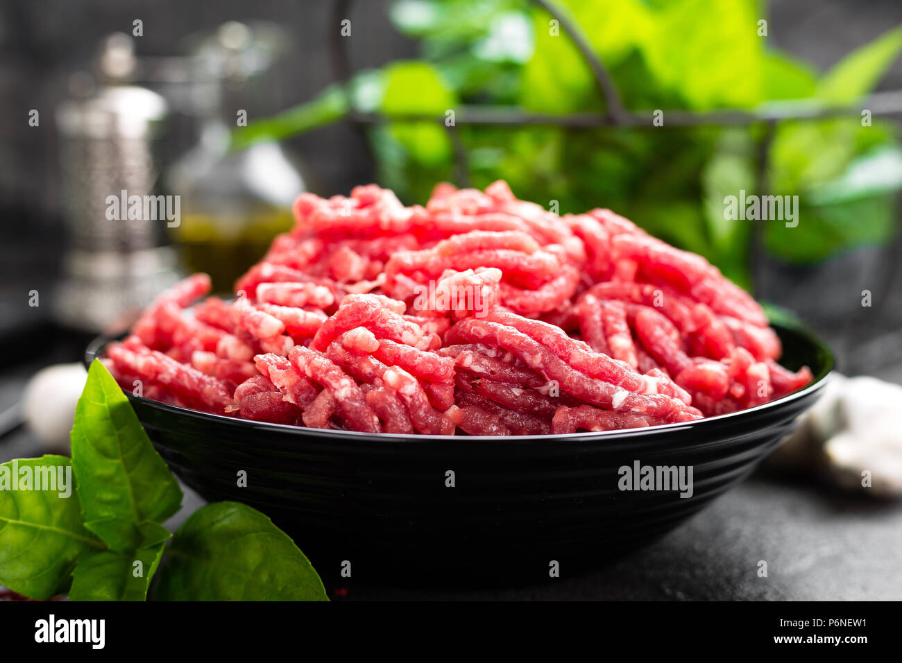 Raw ground beef meat. Fresh minced meat Stock Photo - Alamy