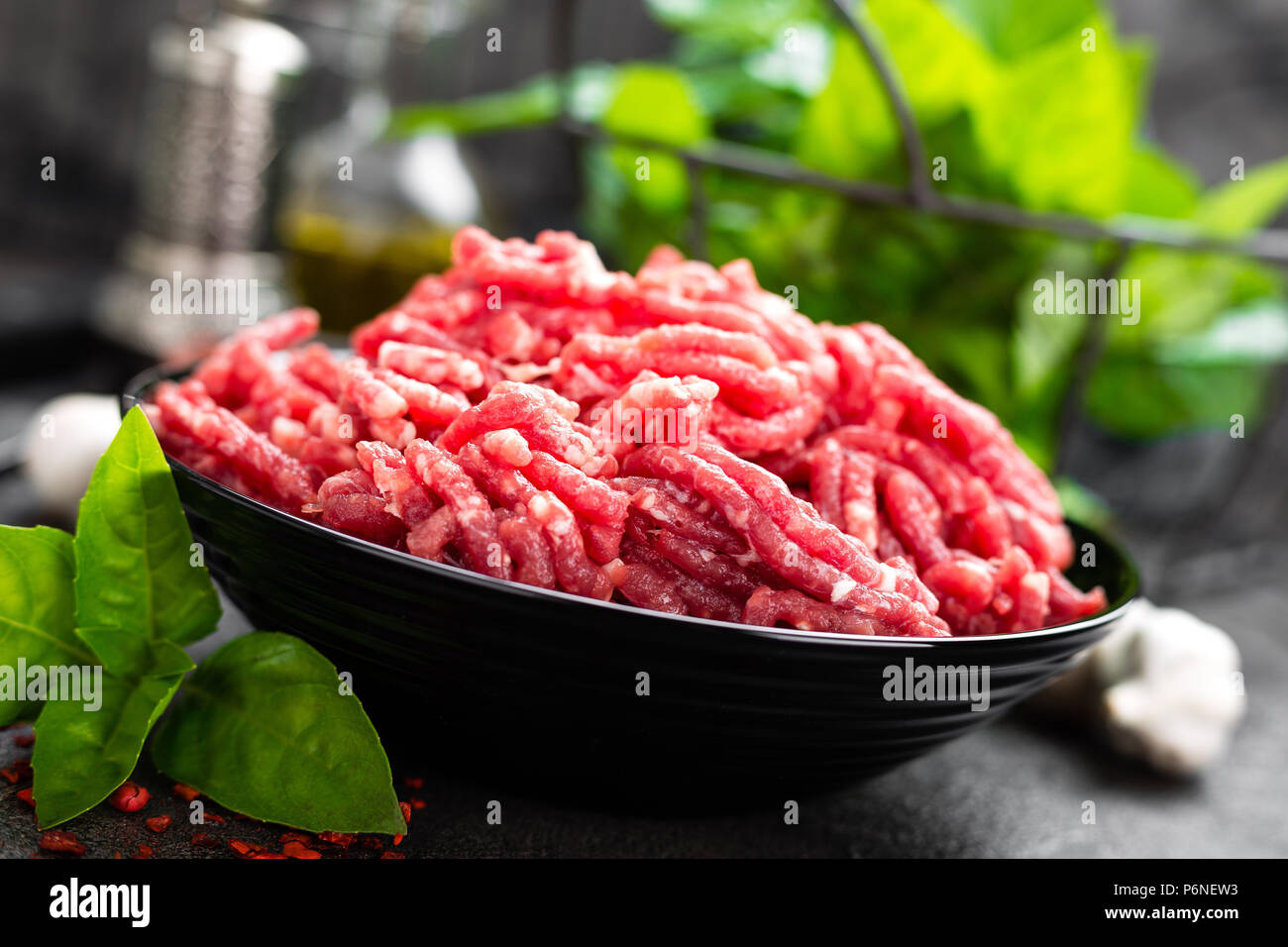 Raw ground beef meat. Fresh minced meat Stock Photo - Alamy