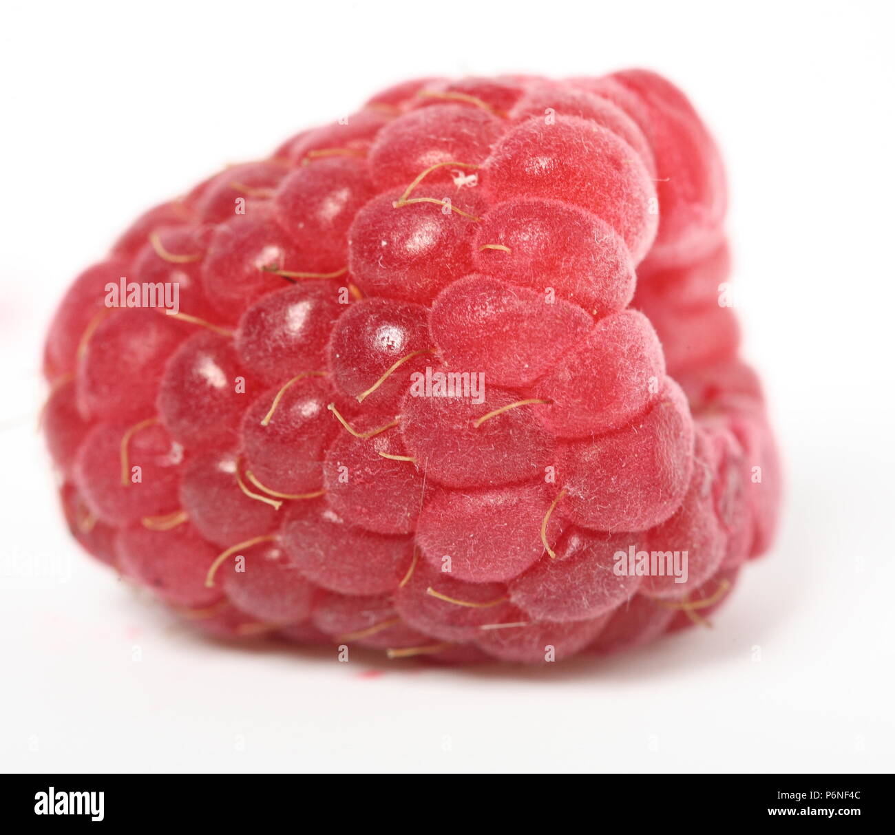 One rich raspberry fruit on a white background. Macro Stock Photo - Alamy