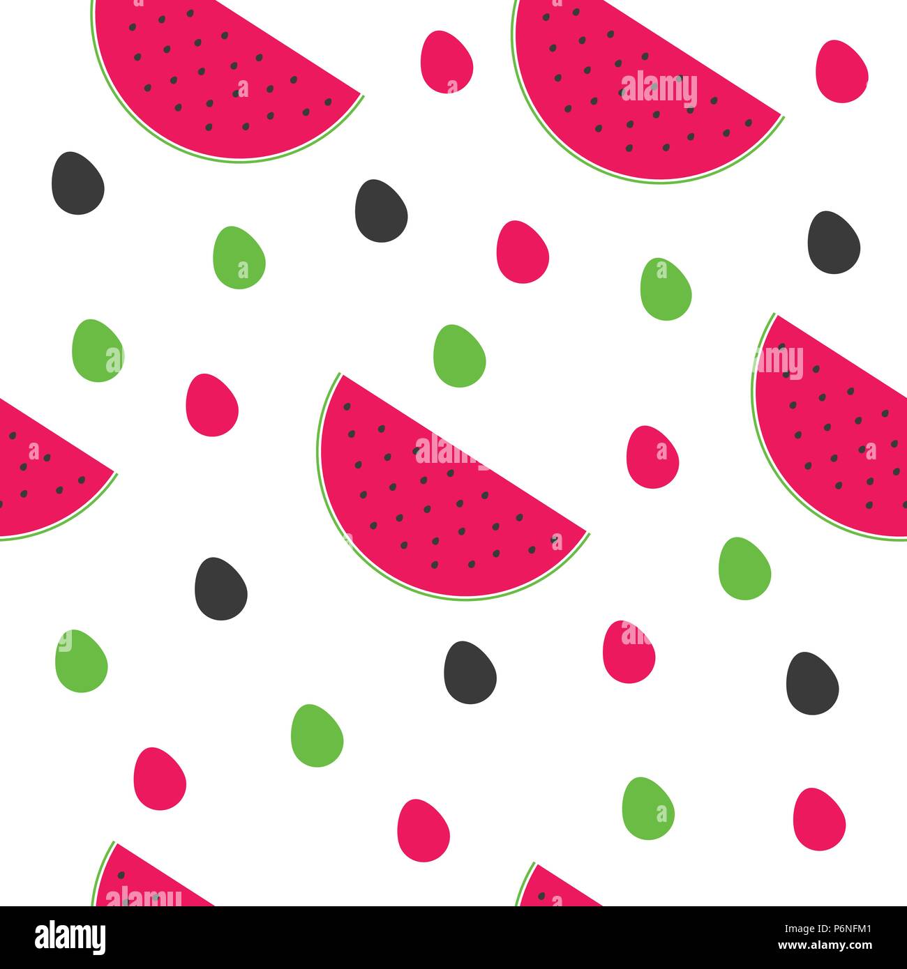 seamless pattern with watermelon vector - summer texture illustration ...
