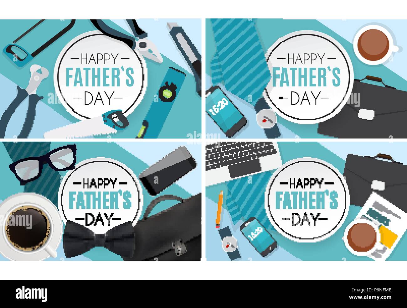 Happy Fathers Day Background. Best Dad Concept Template Collection Set ...
