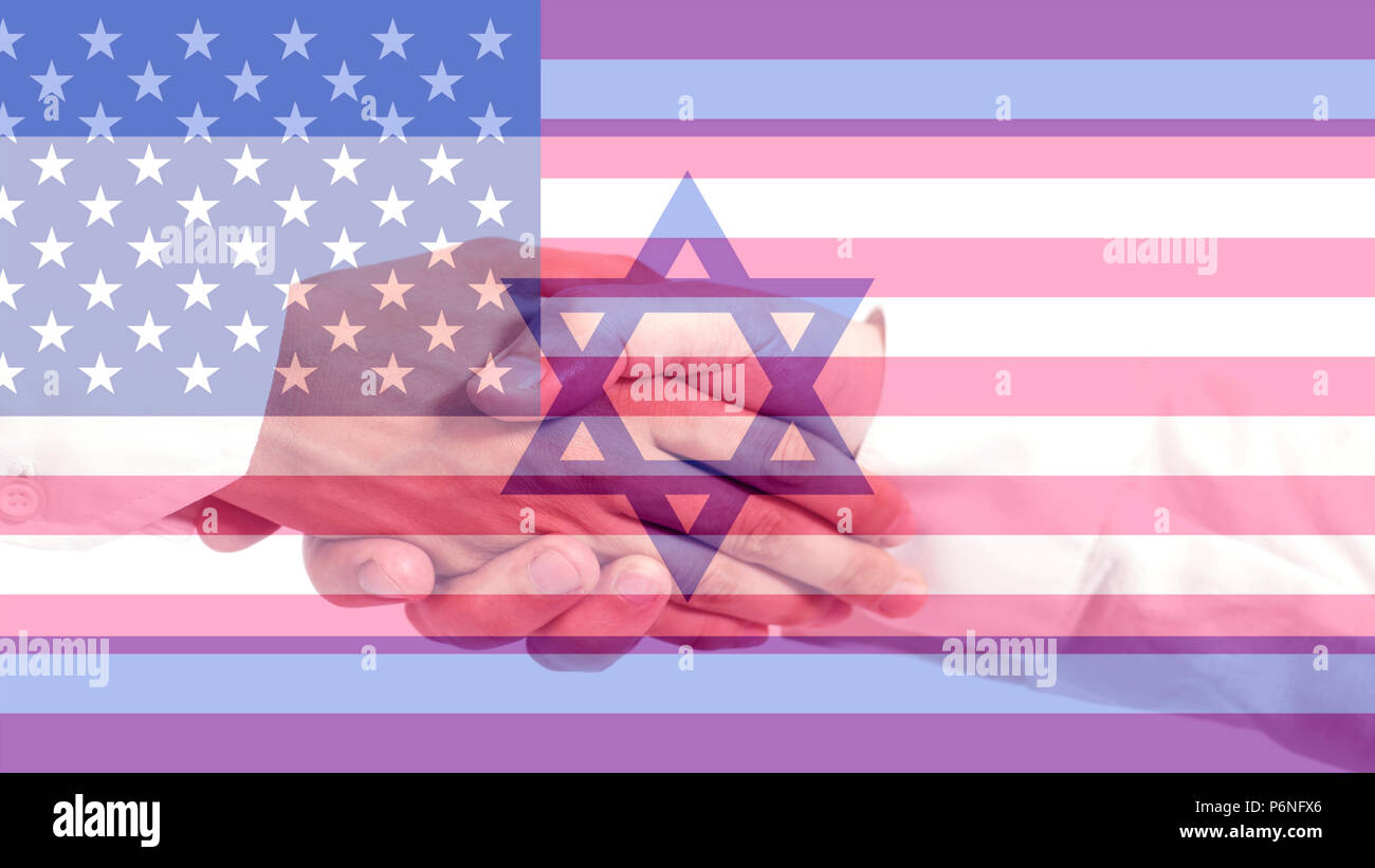 USA and Israel flag with handshake closeup Stock Photo - Alamy