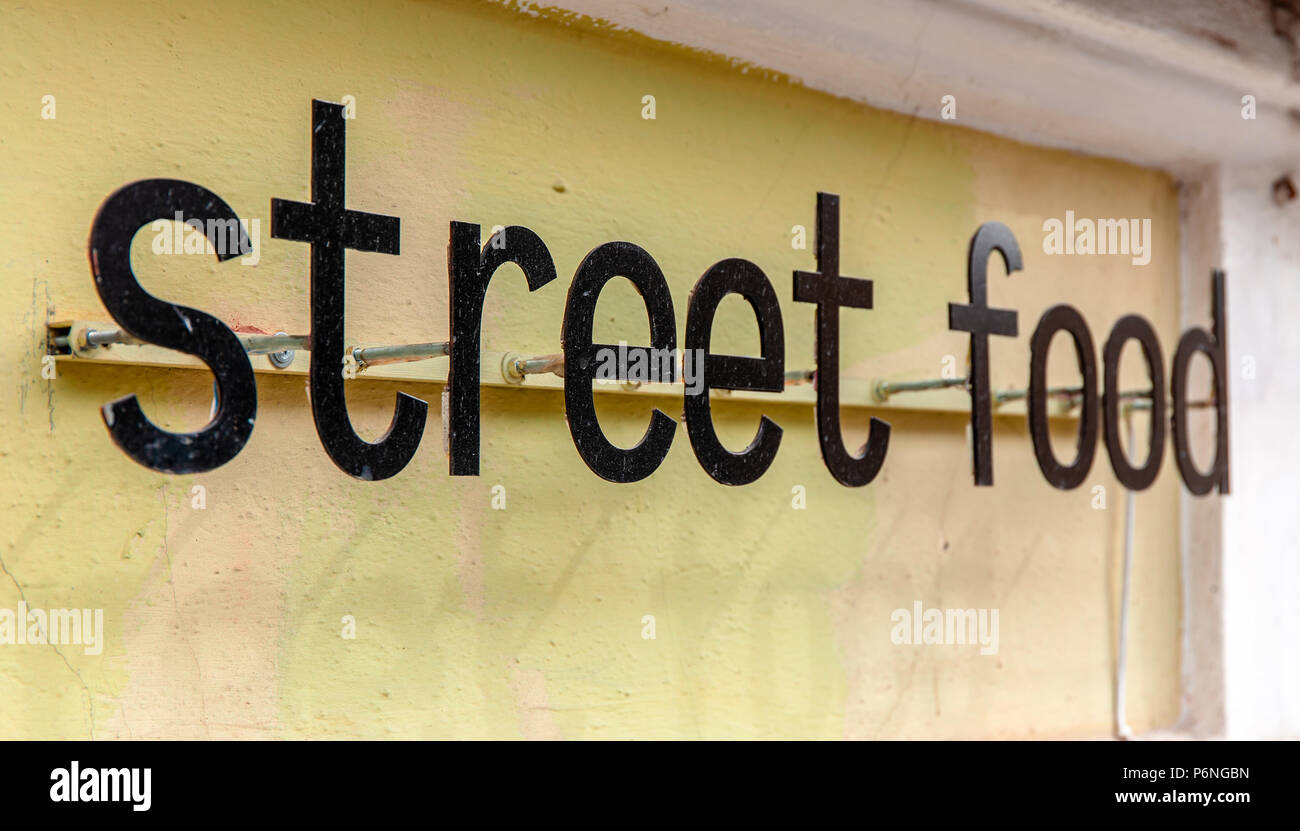 Street food sign Stock Photo - Alamy