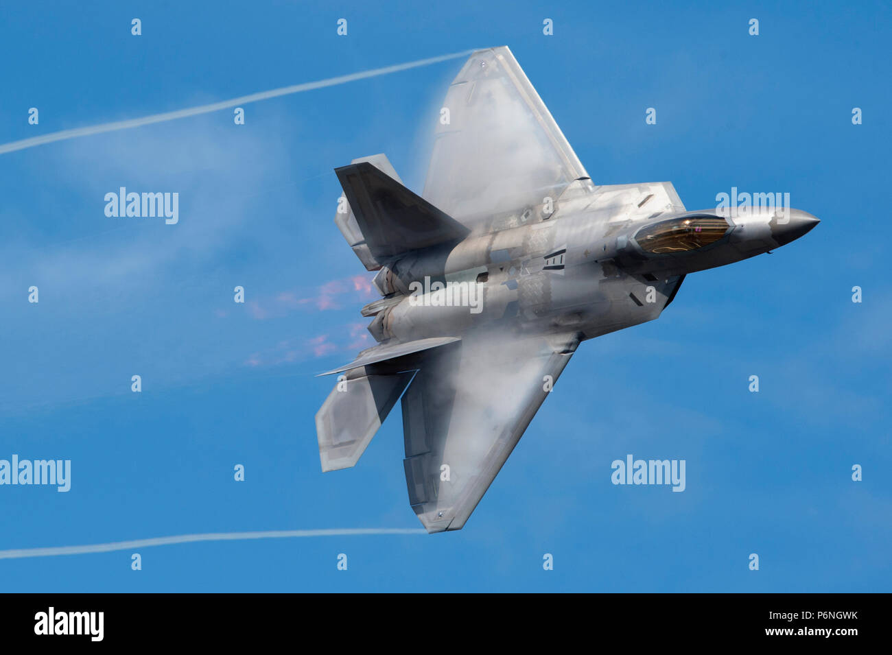 A U.S. Air Force F-22 Raptor piloted by a member of the Air Combat ...