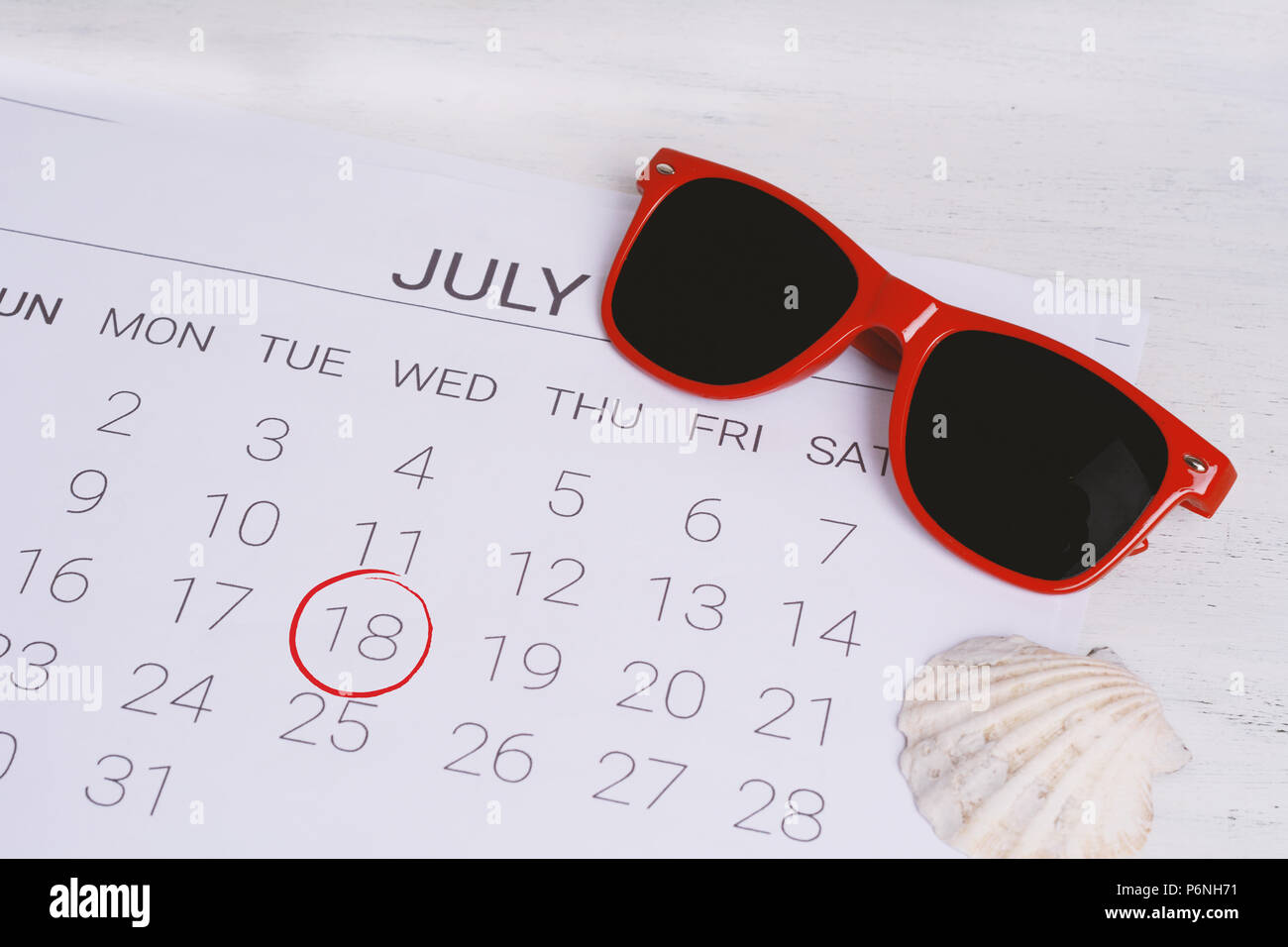 Summer Calendar Schedule with summer beach accessories. Holiday concept ...