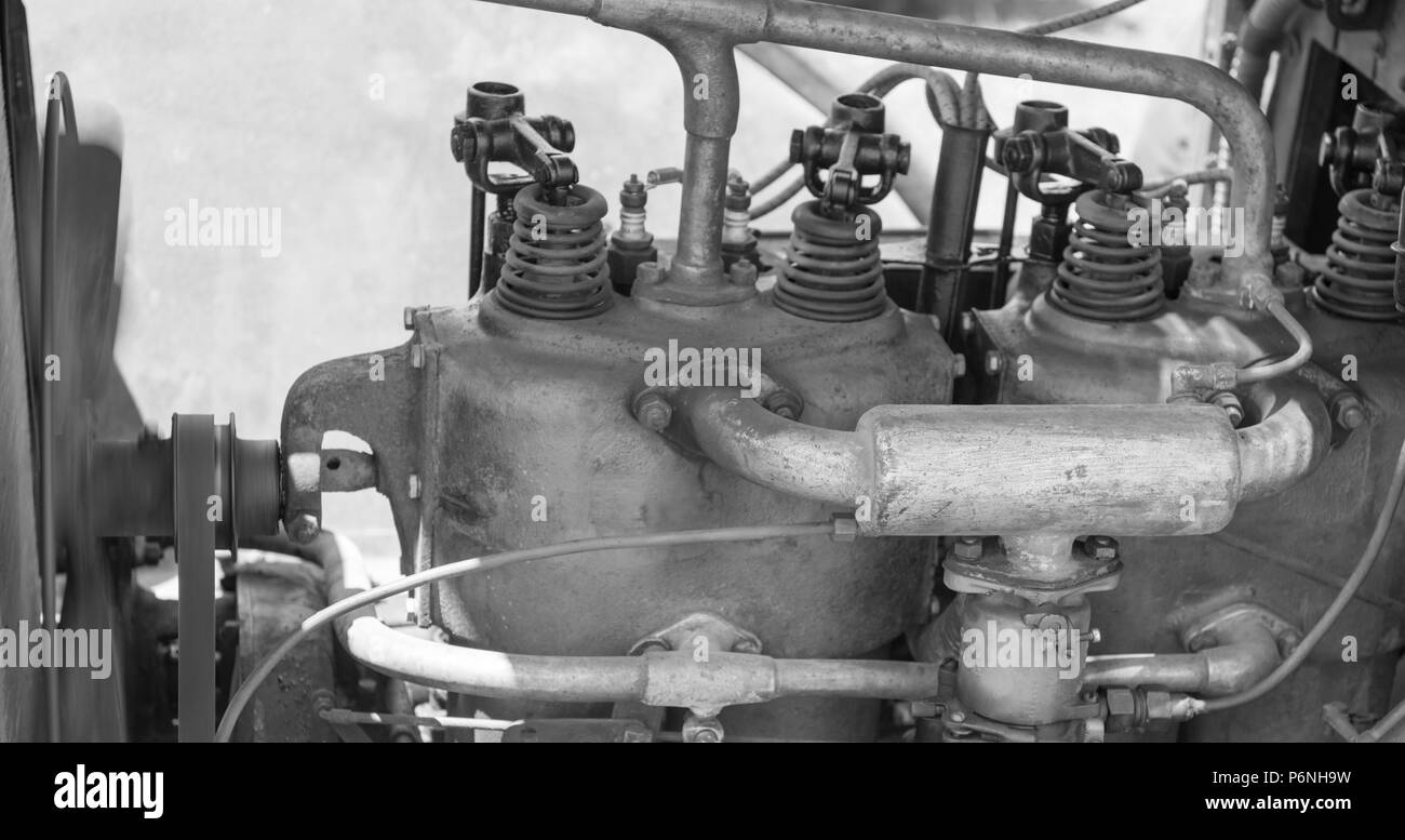 vintage four cylinders engine Stock Photo - Alamy