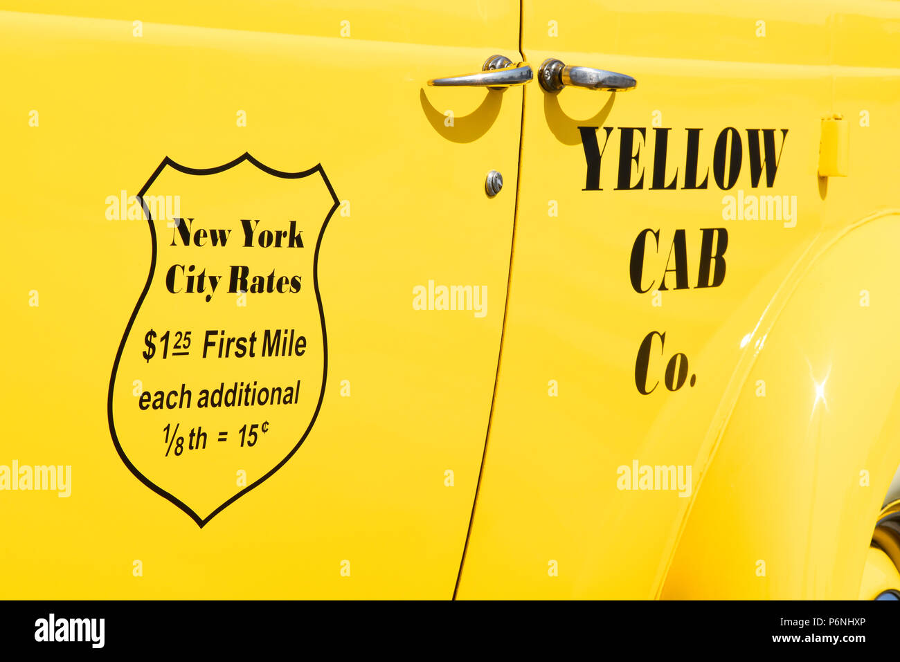 New York Yellow Cab Co. vintage taxi cab. Classic cab car with historic ...