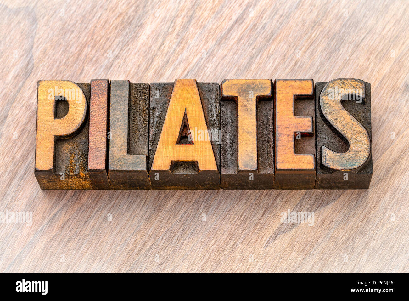 pilates - word abstract in vintage letterpress wood type Stock Photo ...