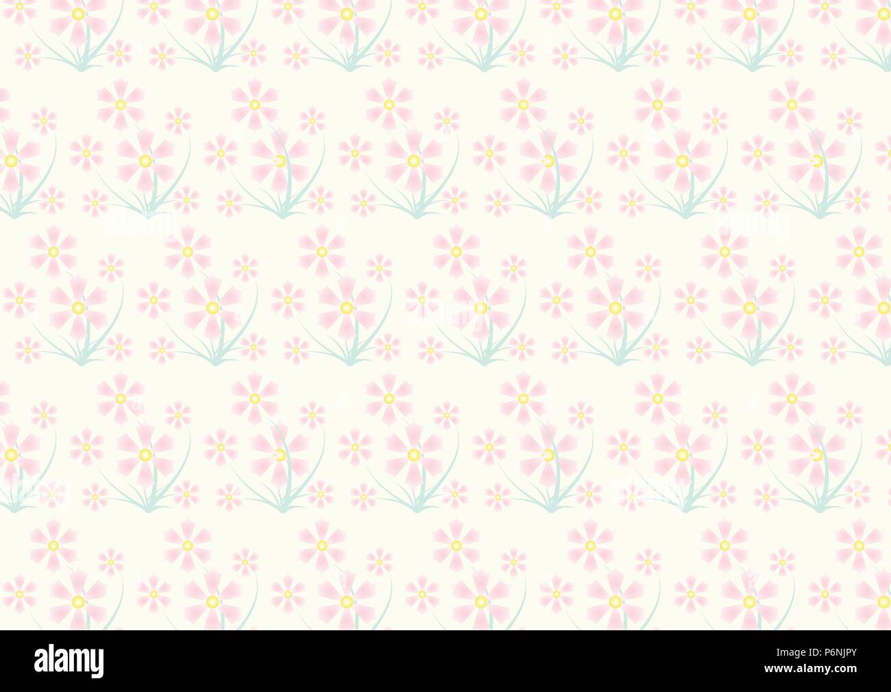 Sweet pink flower pattern on pastel color. Vintage flower style for ...
