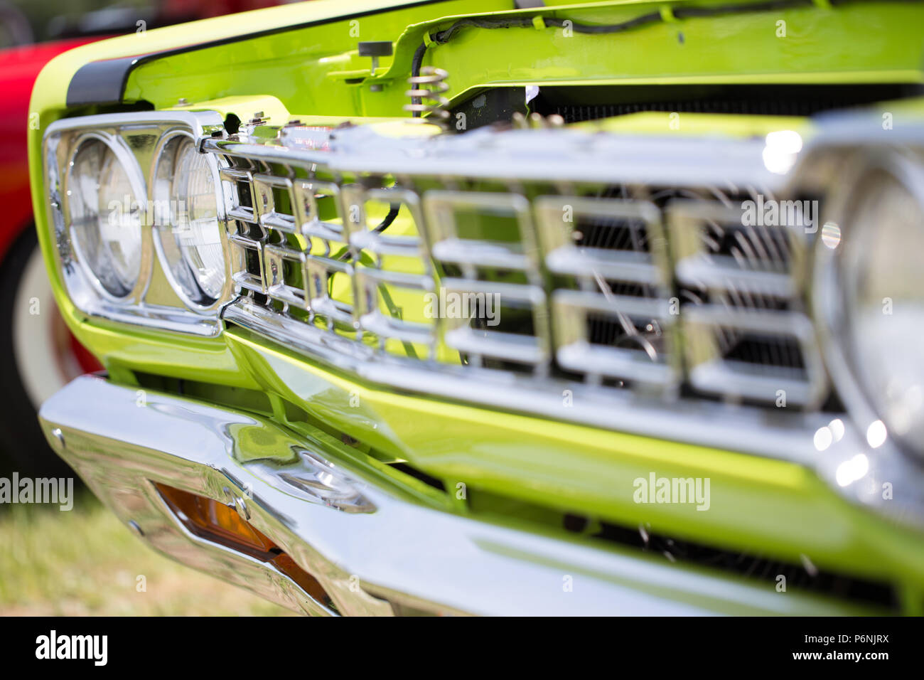 Shallow depth of field closeup of the grille detail for the 1968 ...