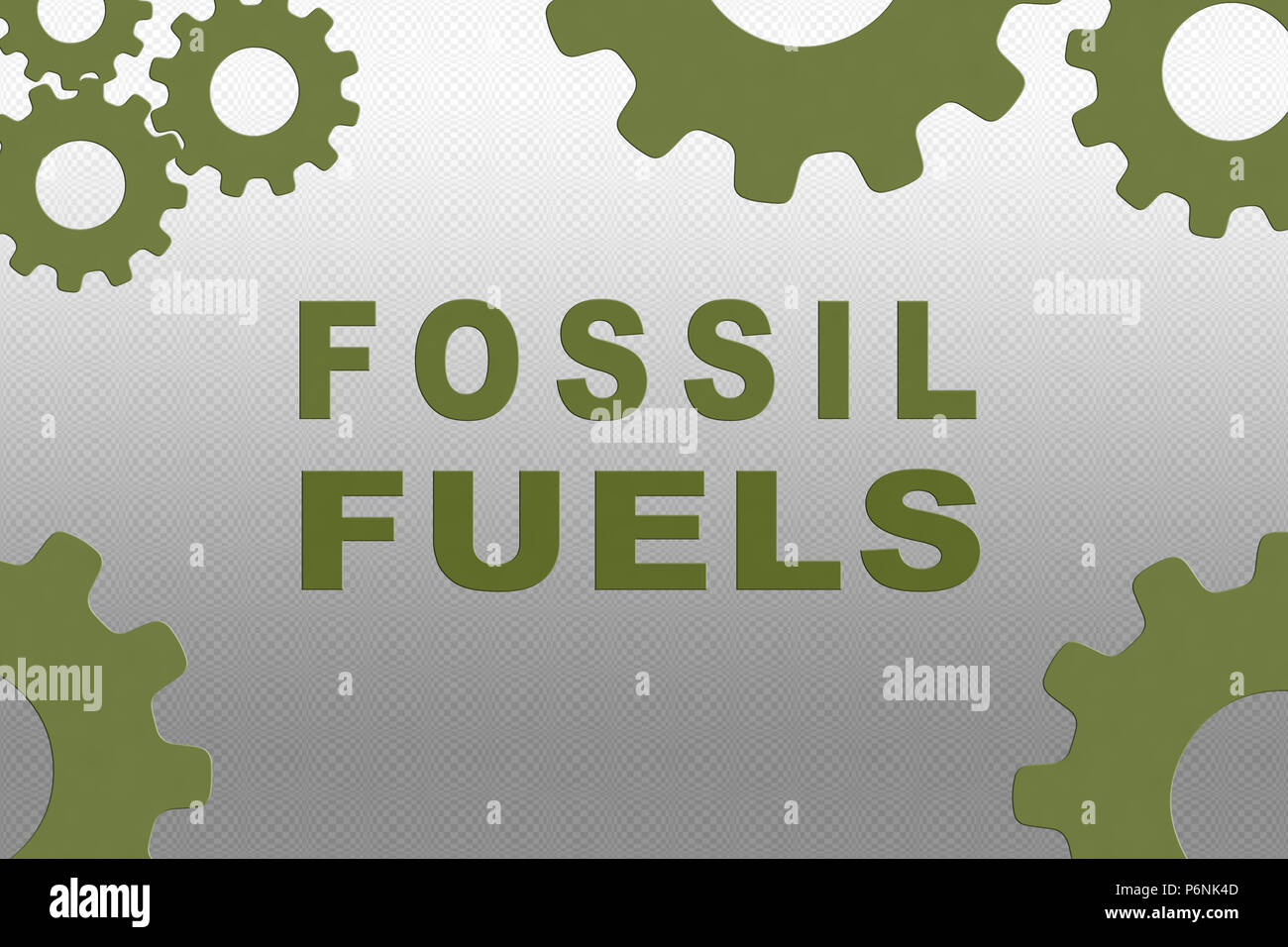 FOSSIL FUELS sign concept illustration with green gear wheel figures on ...
