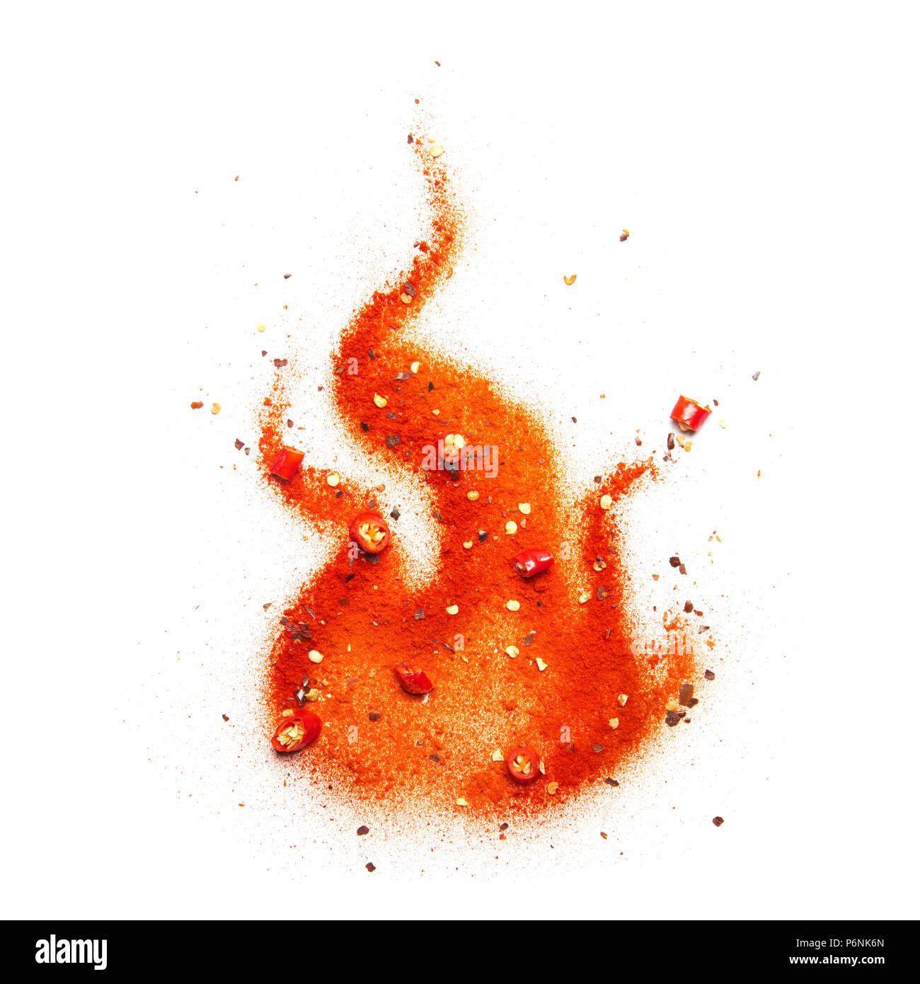 Chili powder, sliced chili and chili flakes forming a fire Stock Photo ...